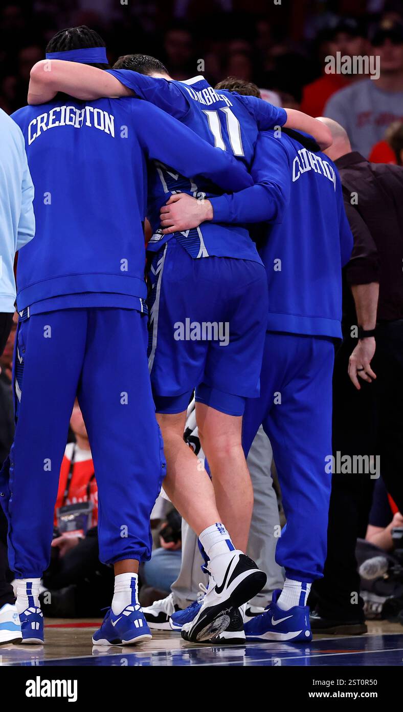 Creighton center Ryan Kalkbrenner (11) leaves the court after an injury ...