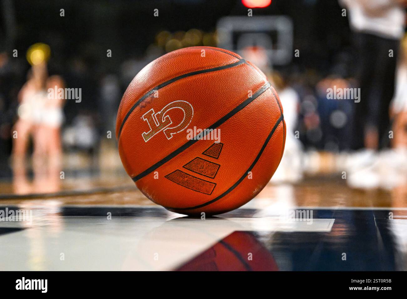ATLANTA, GA – FEBRUARY 15: A Georgia Tech basketball on the court ...