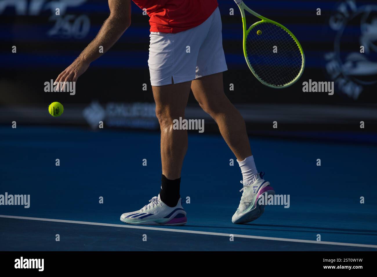 DELRAY BEACH, FLORIDA - FEBRUARY 16: Alejandro Davidovich Fokina of Spain serves against Miomir ...