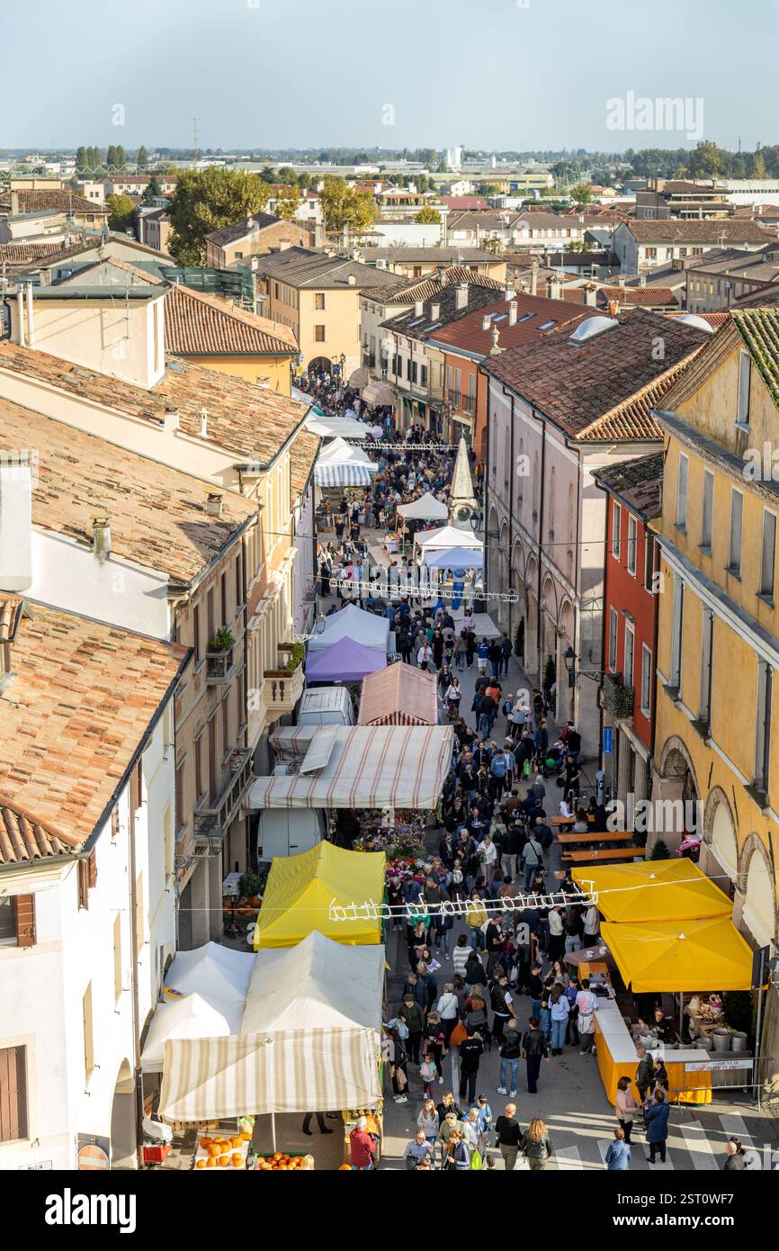 Piove di Sacco, Veneto, Italy - Oct 20, 2024: A street market nestled ...