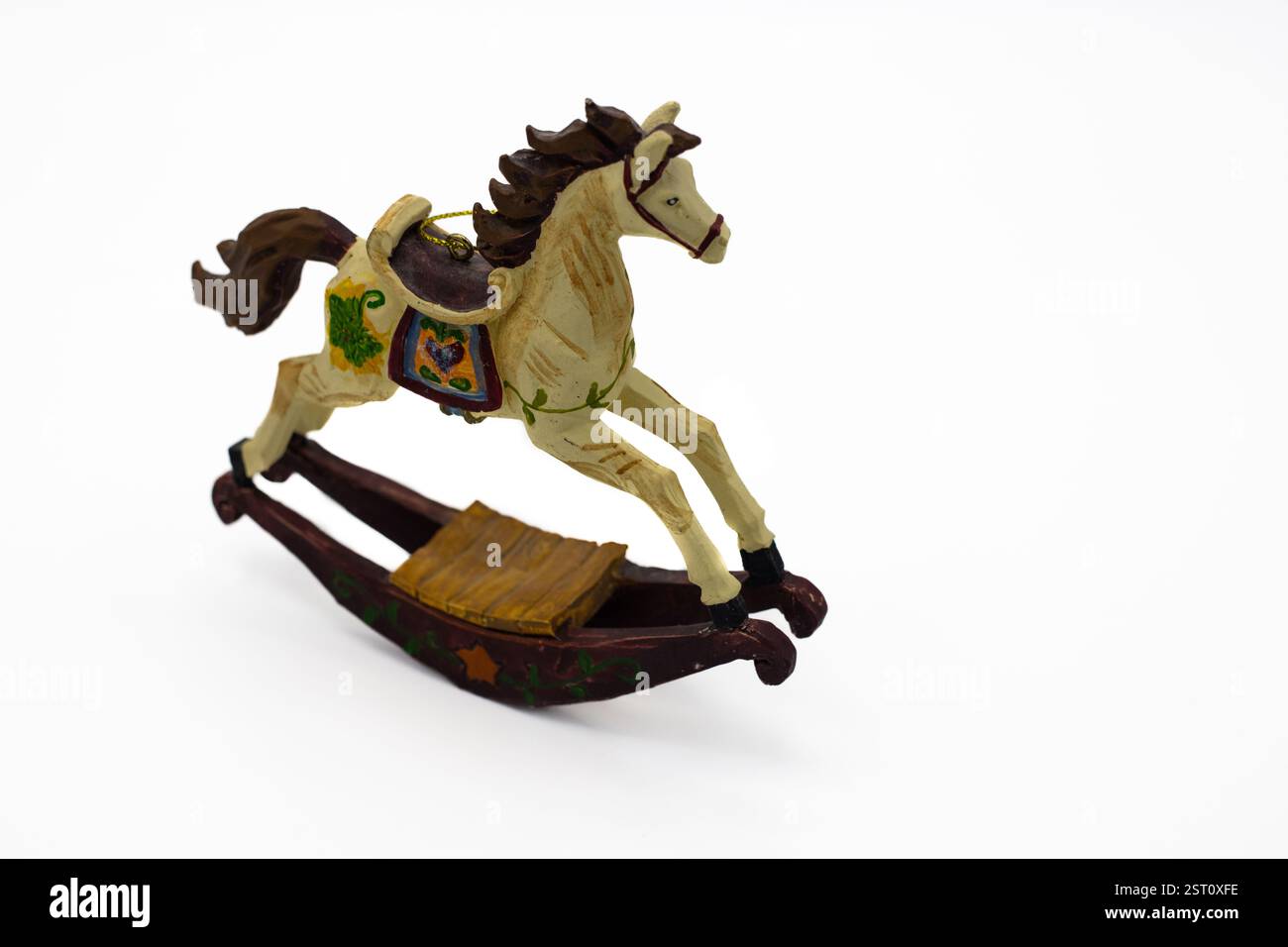 Miniature rocking horse figurine on a white background. Rocking horse ...