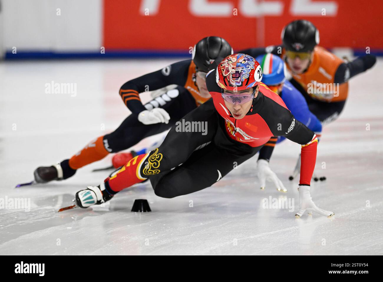 Turin, Italy. 15th Feb, 2025. Men 500 m during ISU Short Track World ...