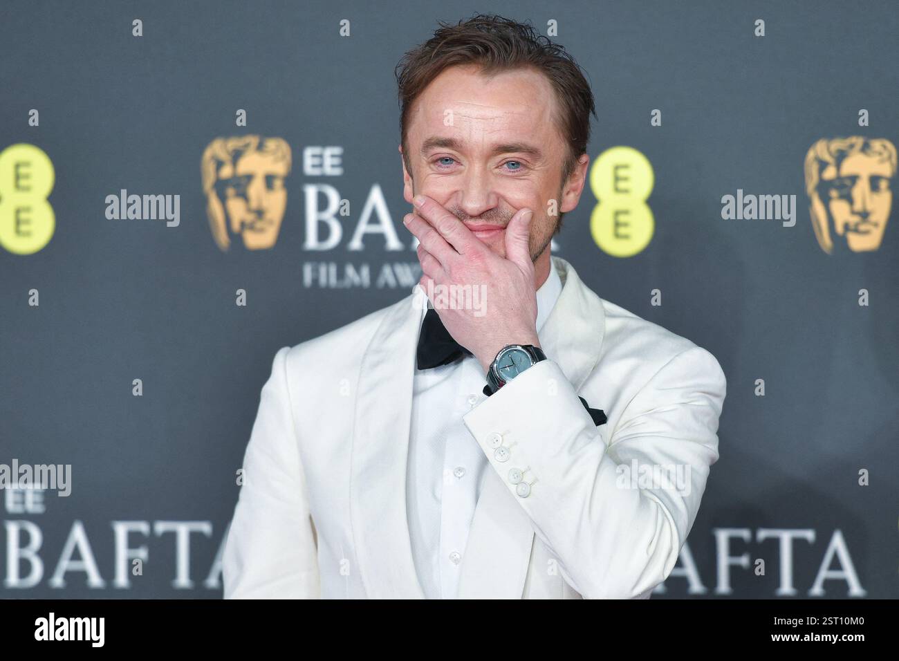 Tom Felton attending the 2025 EE BAFTA Film Awards at The Royal ...