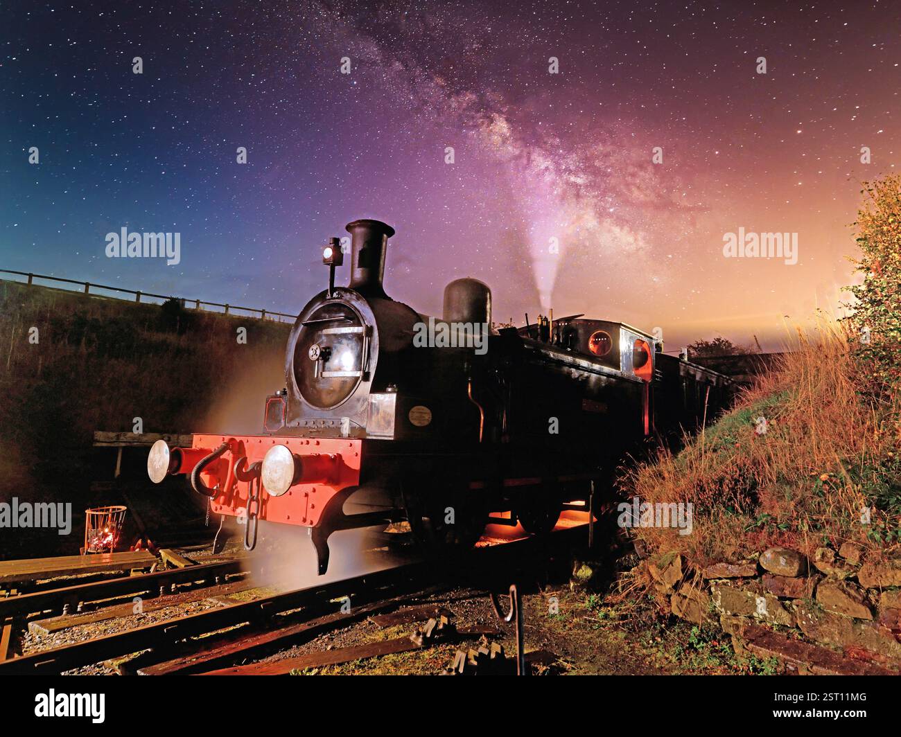 Night train to Marley Hill North Eastern steam train locomotive at ...