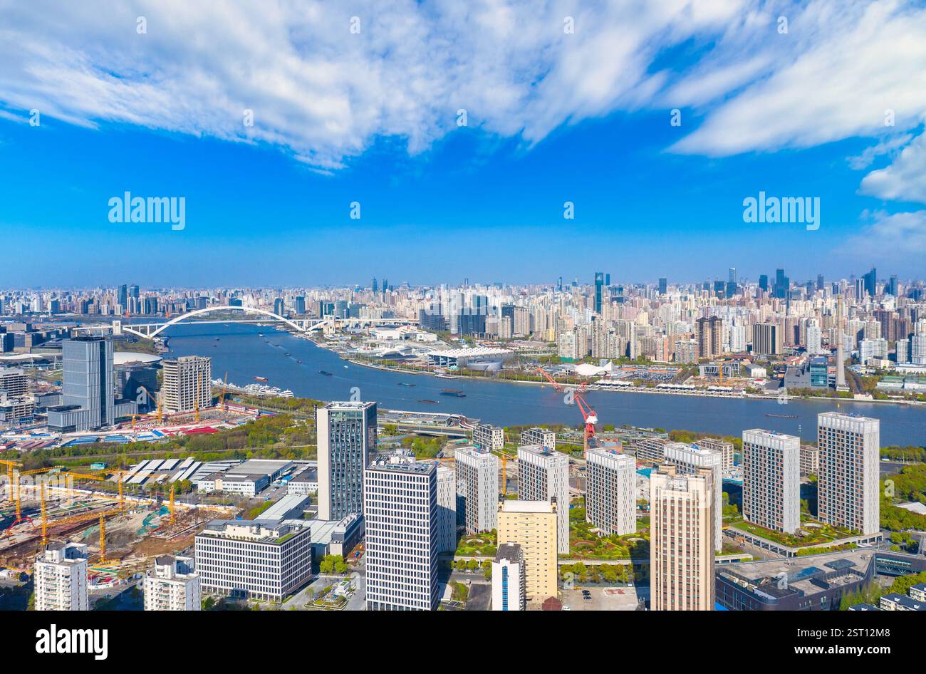 Cityscape around Lupu Bridge in Shanghai, China Stock Photo - Alamy