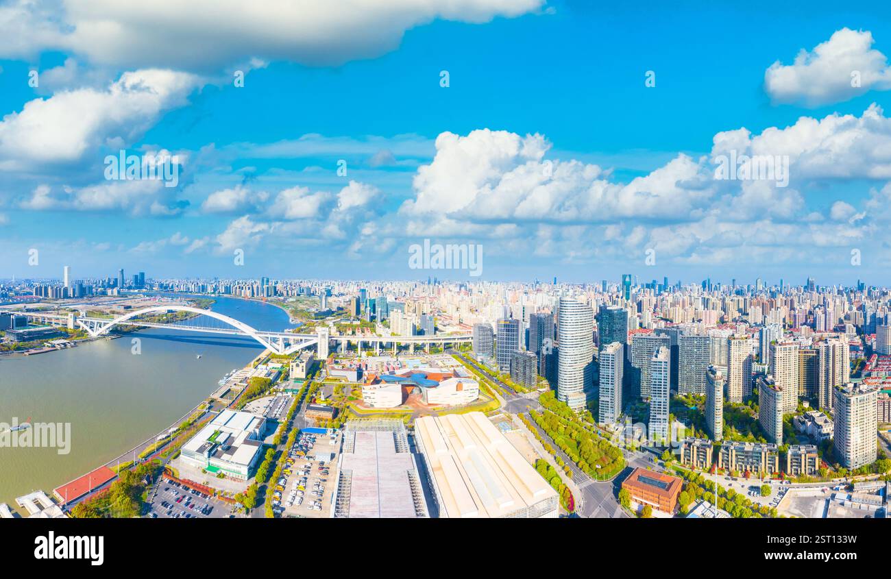 Cityscape around Lupu Bridge in Shanghai, China Stock Photo - Alamy