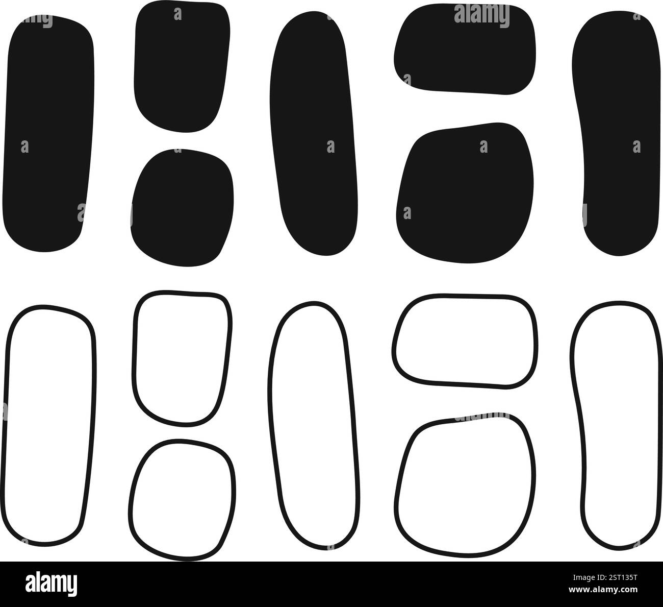 Collection of textbox frames and shapes in doodle style. Organic forms ...