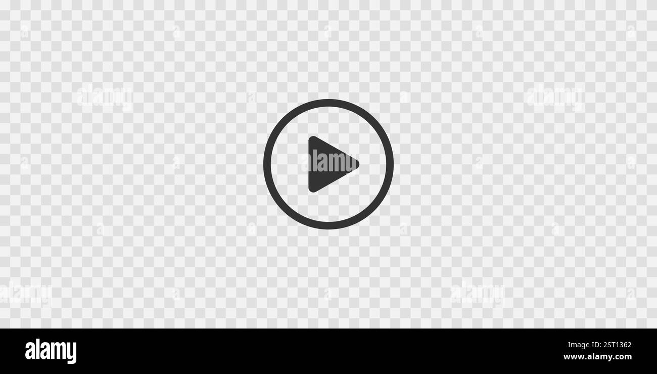 Black play icon on transparent background texture. Video player template. Empty movie computer ...