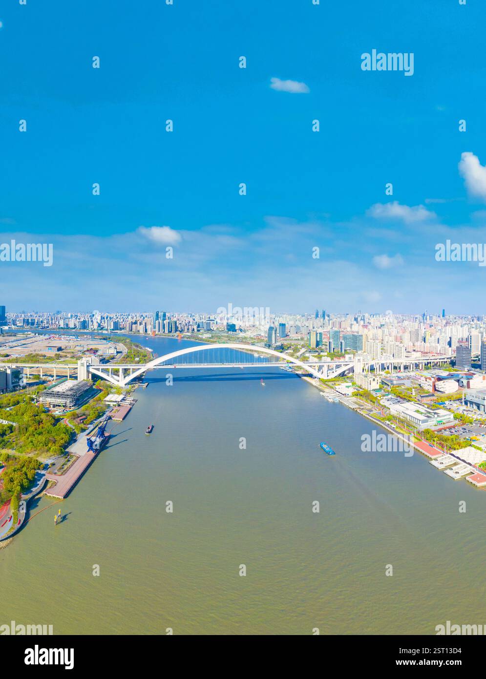 Cityscape around Lupu Bridge in Shanghai, China Stock Photo - Alamy
