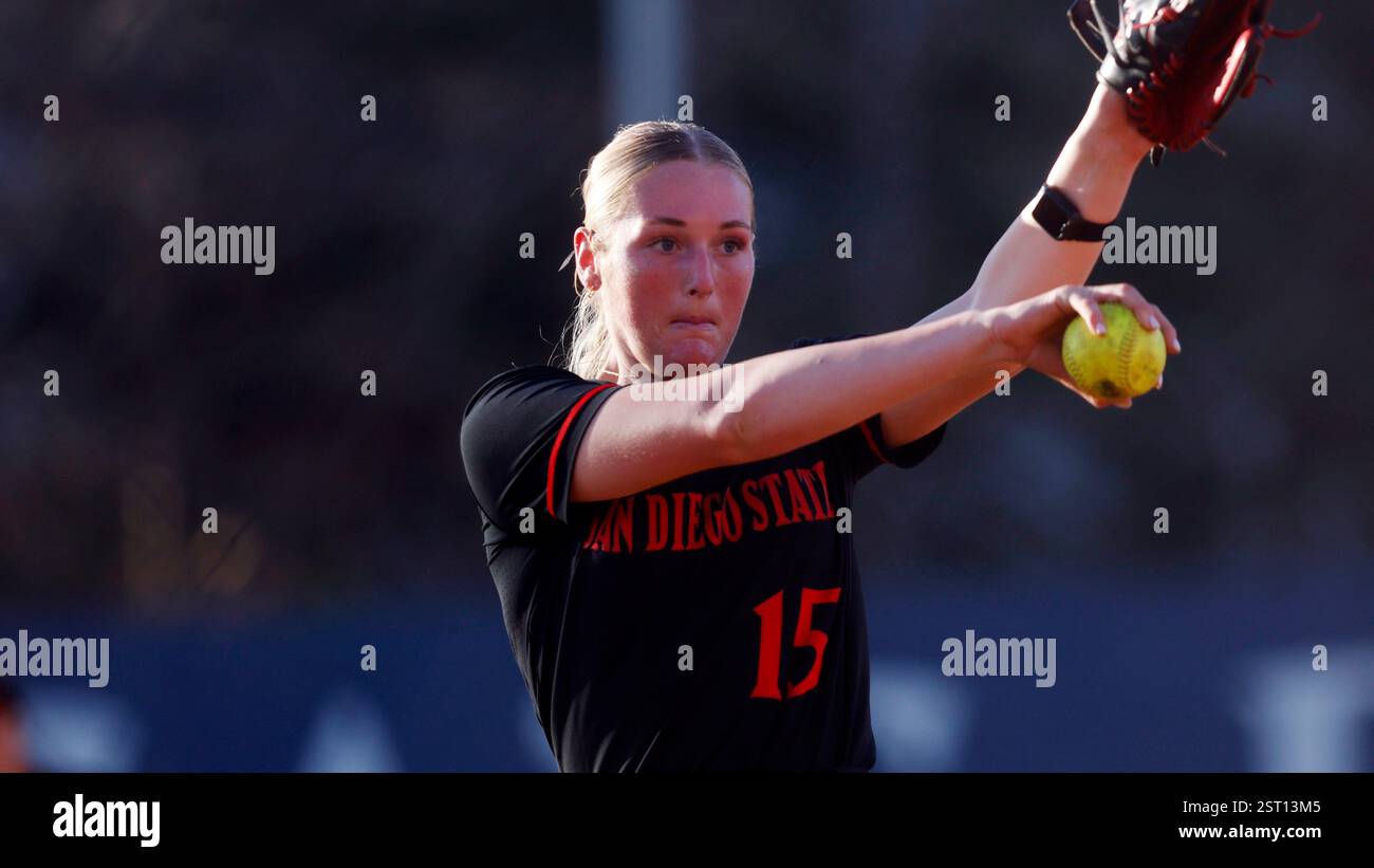 San Diego St. pitcher Ava Schaffel (15) during an NCAA softball game ...