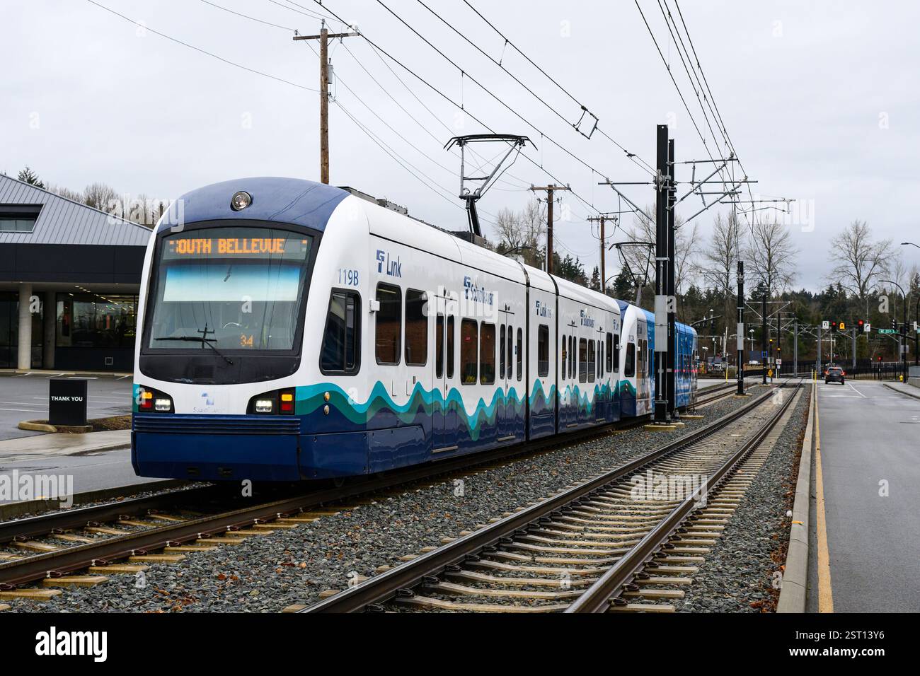 Bellevue, WA, USA - February 16, 2025; Sound Transit Link Light Rail ...