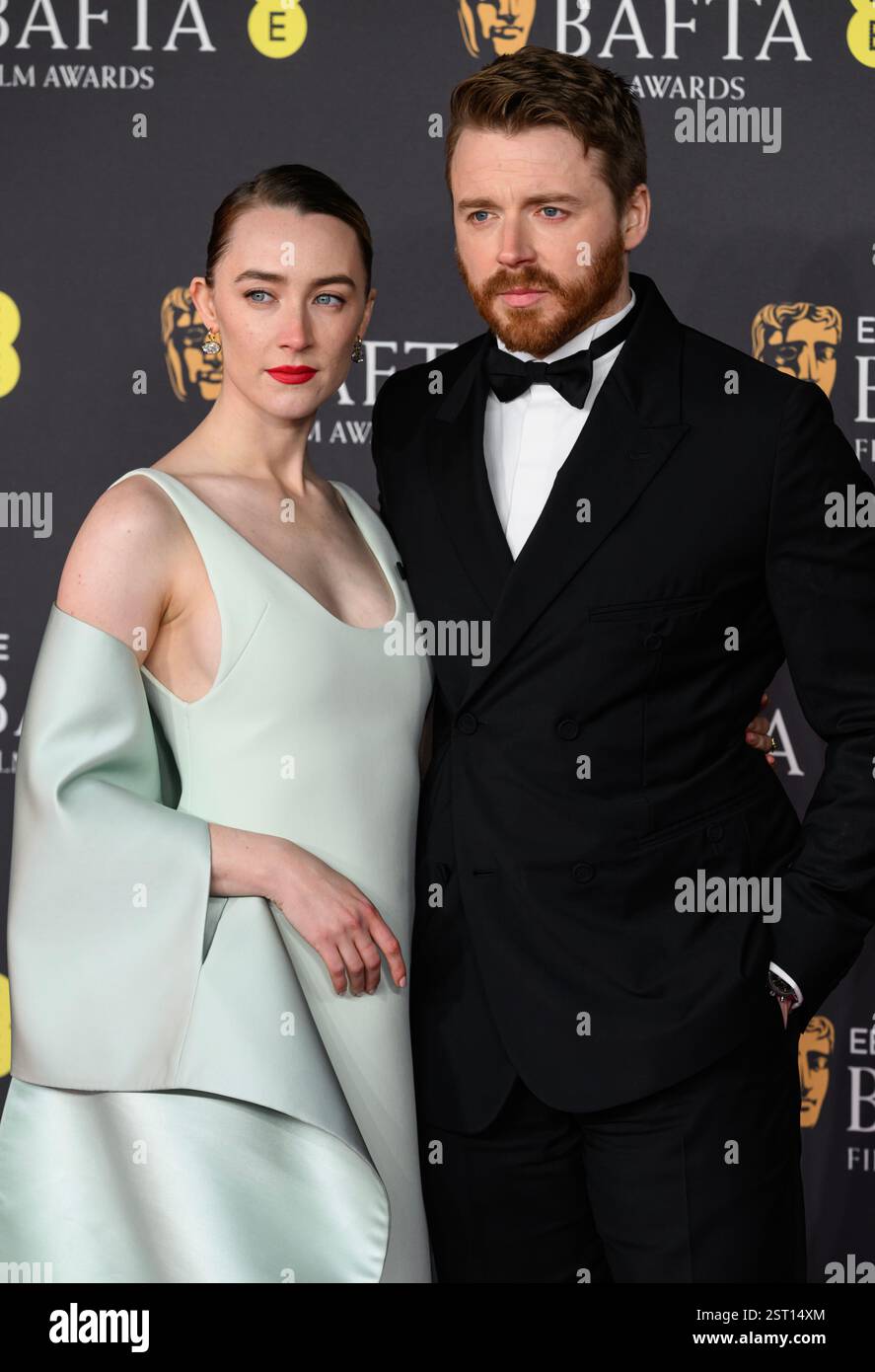 London, UK. February 16th, 2025. Saoirse Ronan and Jack Lowden arriving ...