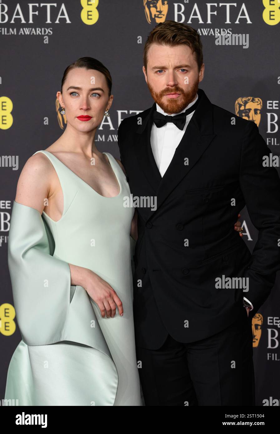 London, UK. February 16th, 2025. Saoirse Ronan and Jack Lowden arriving ...
