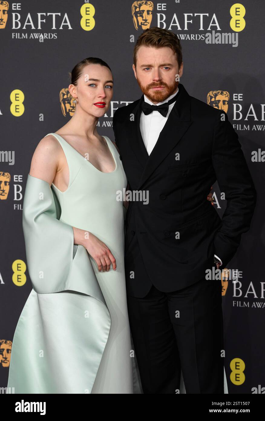 London, UK. February 16th, 2025. Saoirse Ronan and Jack Lowden arriving ...