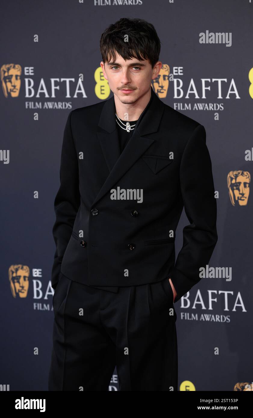London, UK. February 16th, 2025. Timothée Chalamet arriving at the 2025 ...
