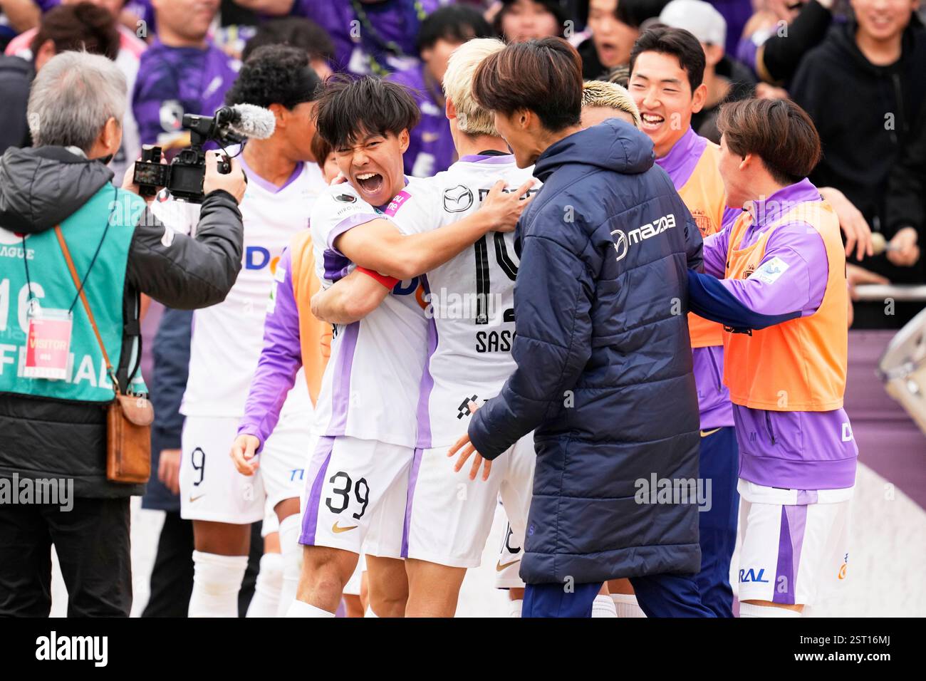 Japan. 16th Feb, 2025. Sota Nakamura & Sanfrecce Hiroshima team group ...