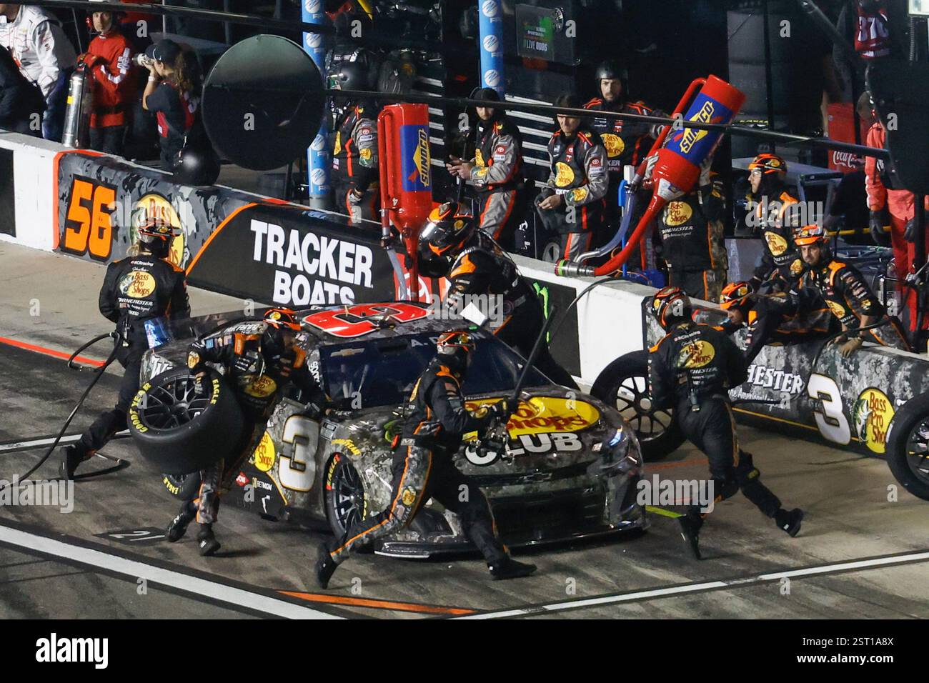 Austin Dillon (3) makes a pit stop for fuel and tires during the NASCAR ...