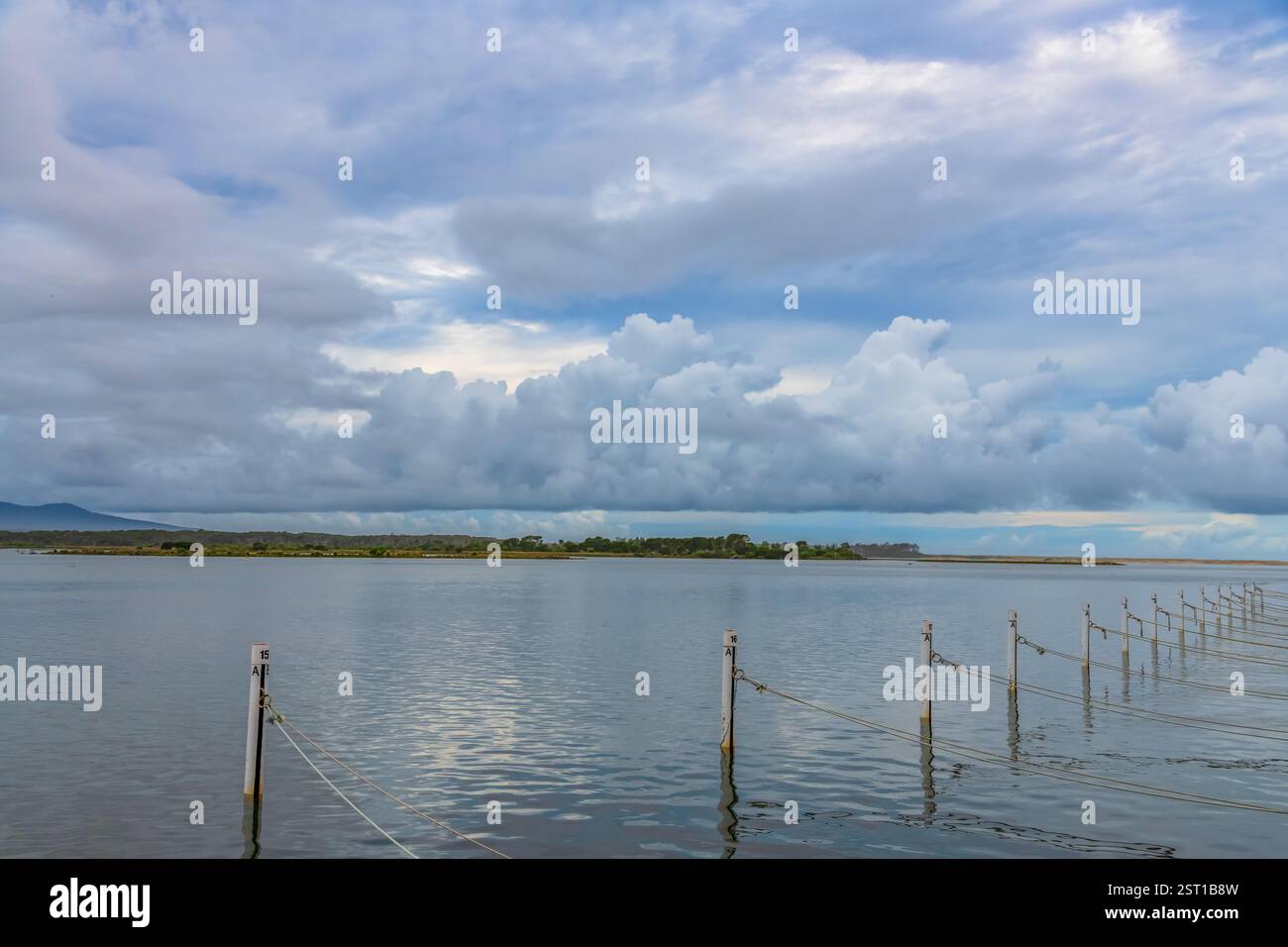 Early evening at Mallacoota Inlet on a rainy day in Gippsland, Victoria ...
