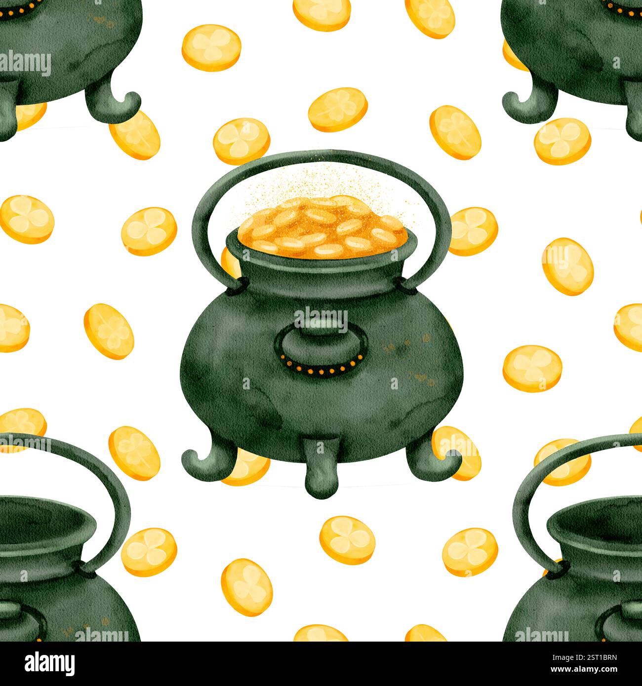 A whimsical design pattern showcases a delightful cauldron overflowing ...