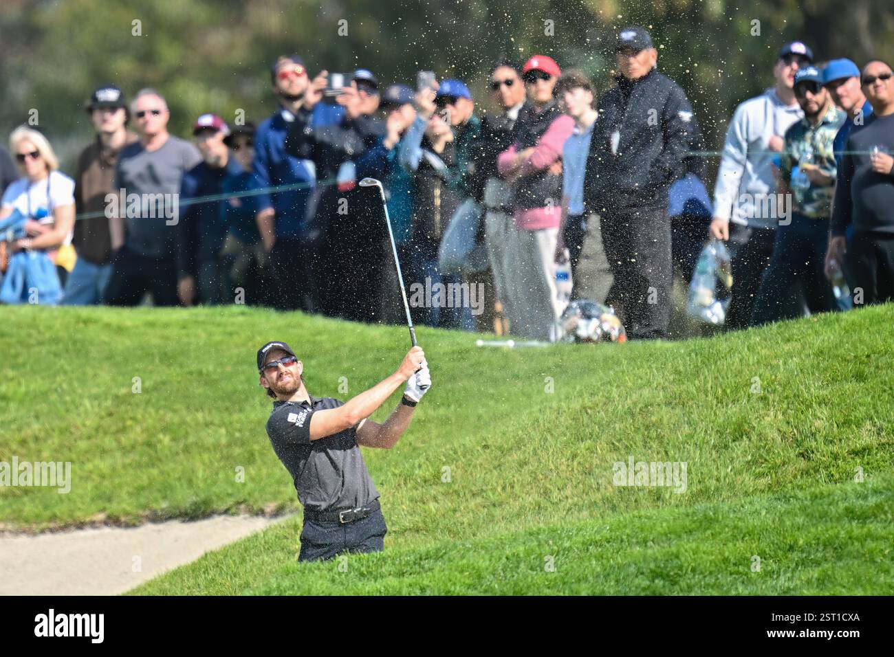 San Diego, California, USA. 16th Feb, 2025. Patrick Rodgers watches his ...