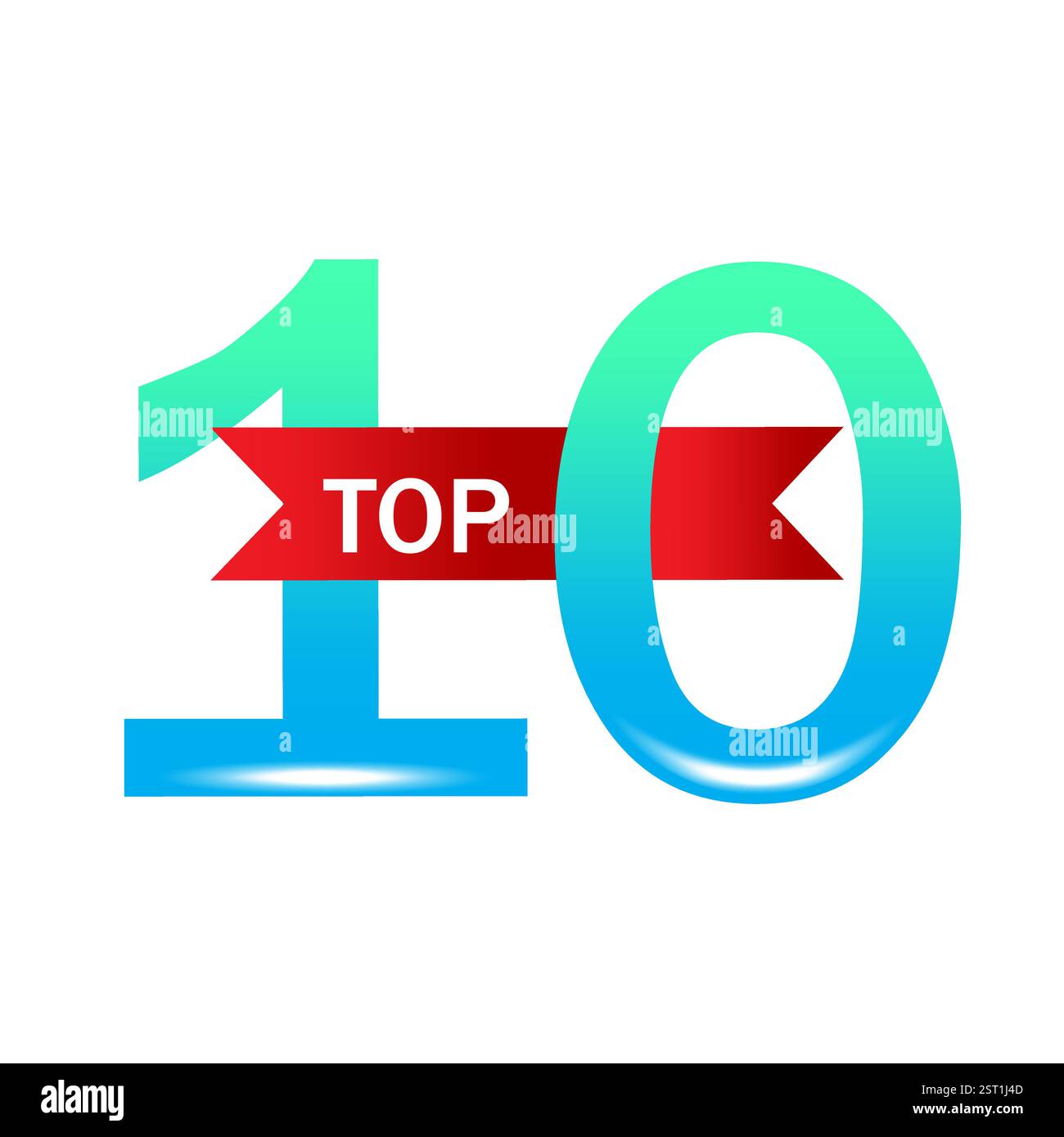 Top 10 label. Gradient ten shape. Bold red ribbon. Vector concept Stock ...