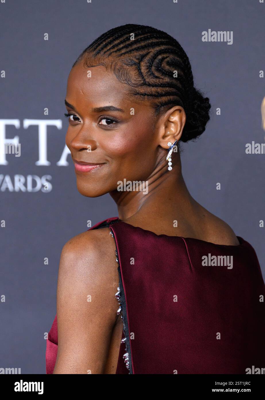 London, UK. February 16th, 2025. Letitia Wright arriving at the 2025 EE ...