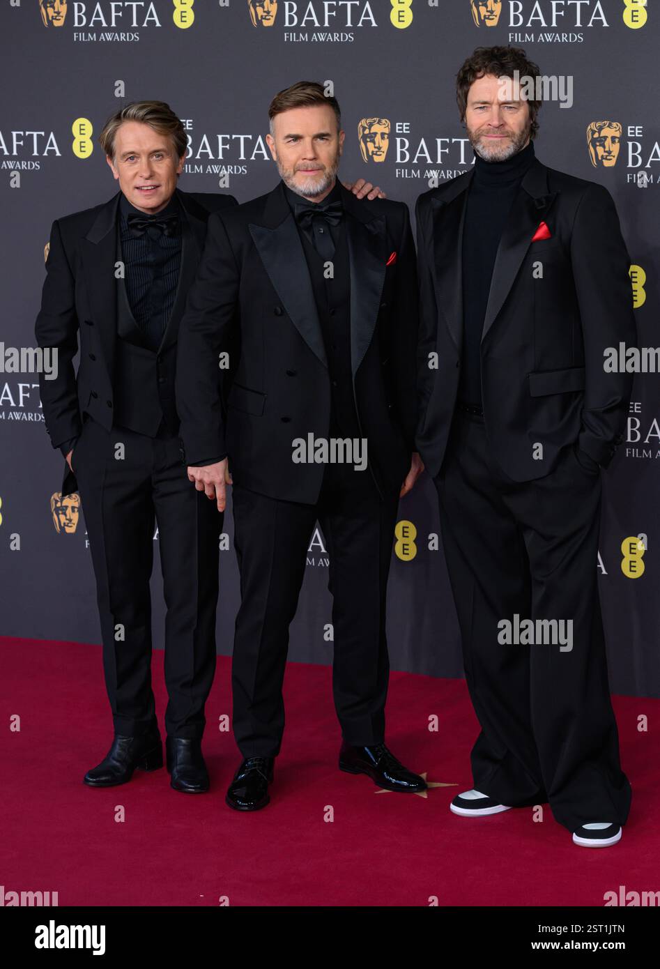 London, UK. February 16th, 2025. Mark Owen, Howard Donald and Gary ...