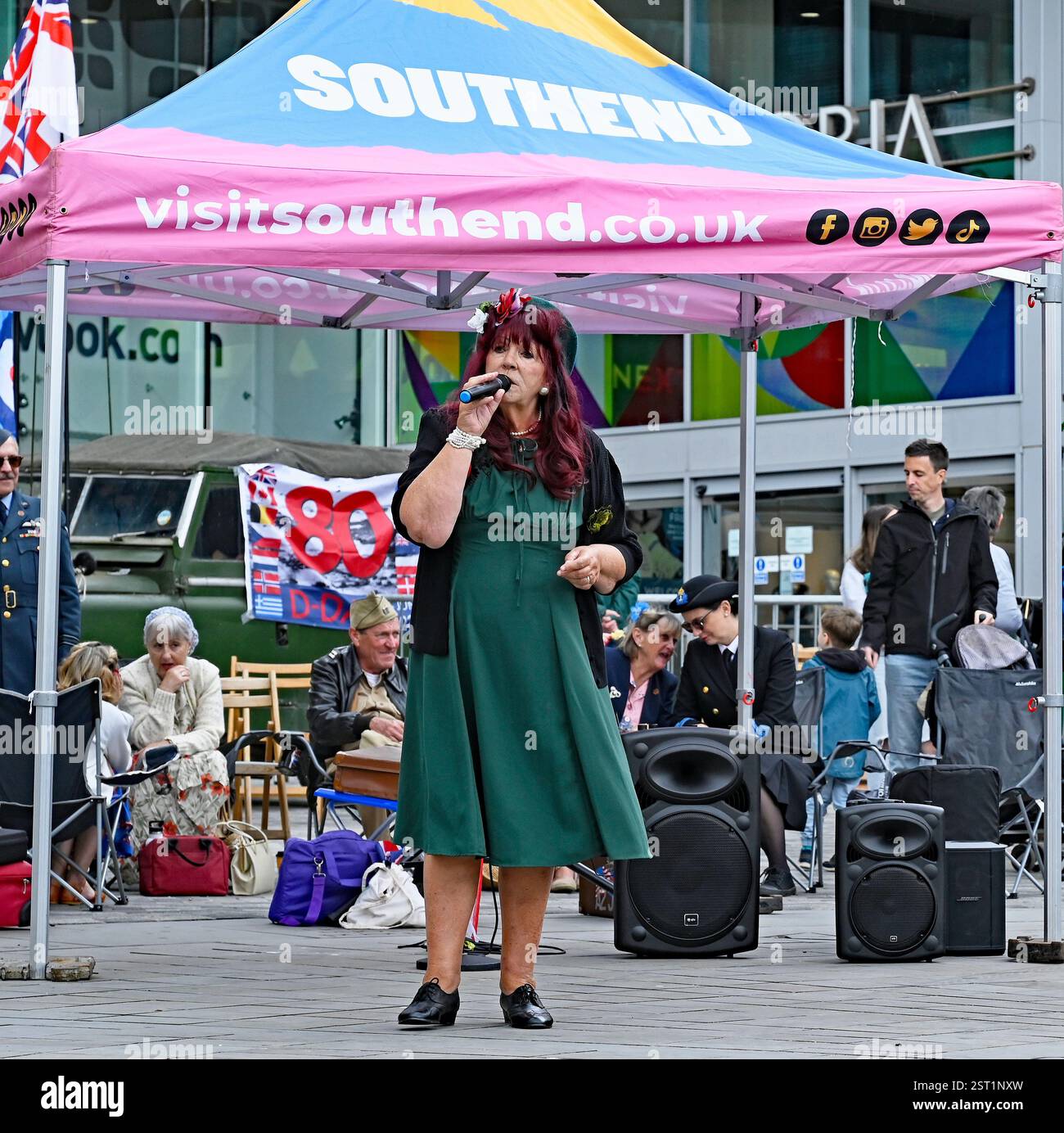 We'll Meet Again. Lady singer in period costume at the 80th anniversary ...