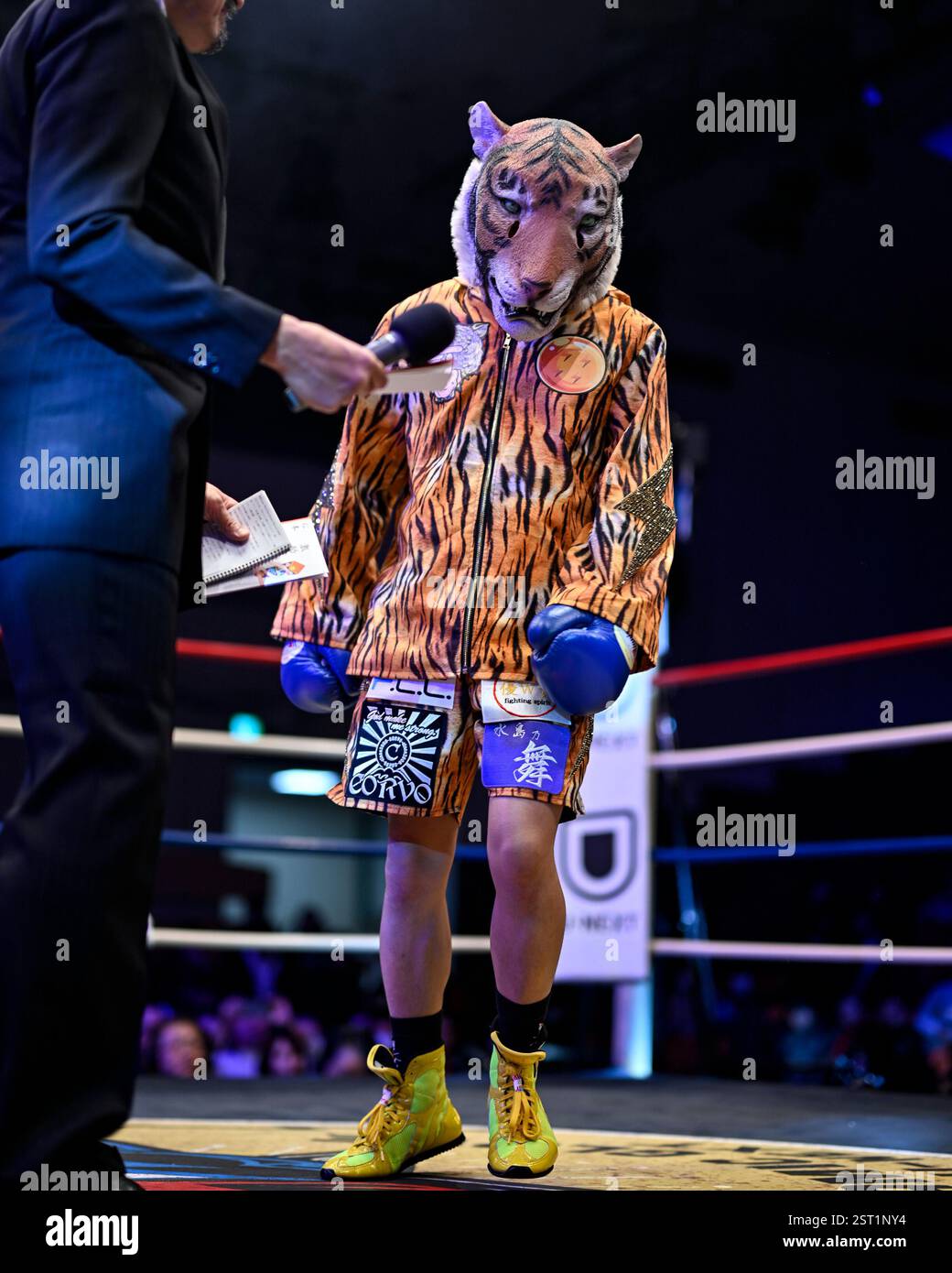 Tokyo, Japan. 1st Feb, 2025. Challenger Masatora Okada enters the ring before the Japanese ...