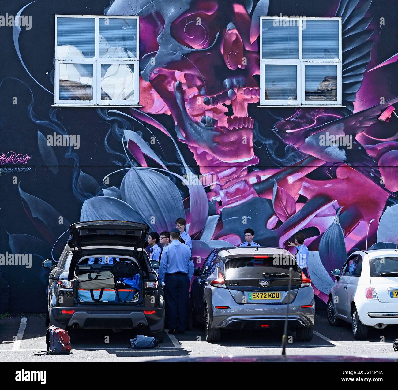 Air cadets from 1312 Squadron at the end of Armed Forces Day in front ...