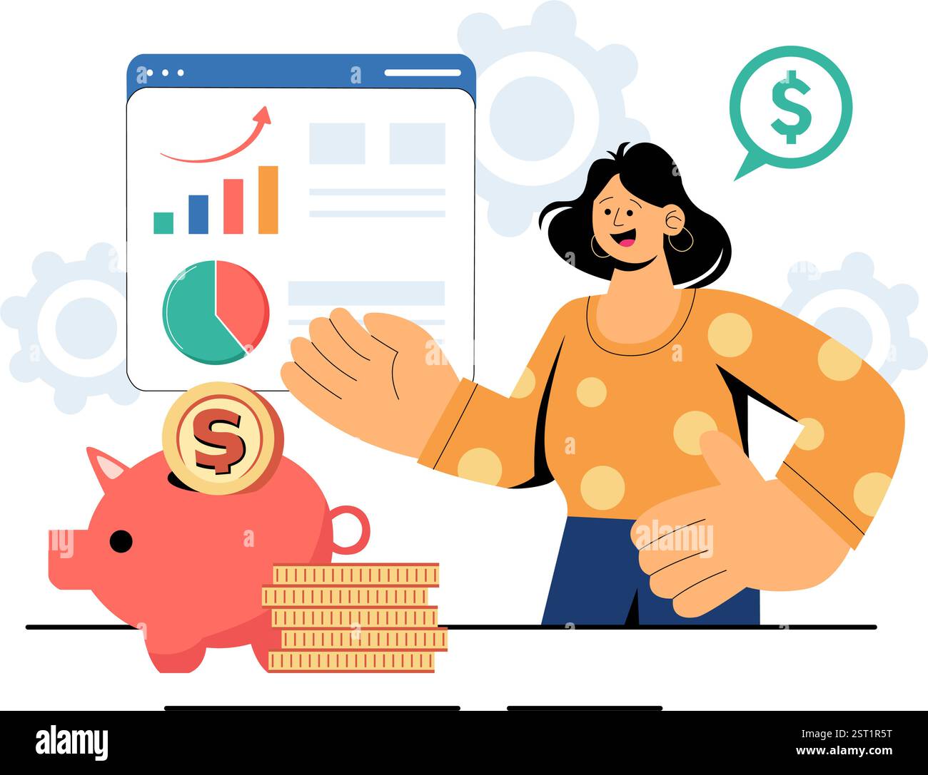 Personal Finance Management Vector Illustration Depicting Money ...