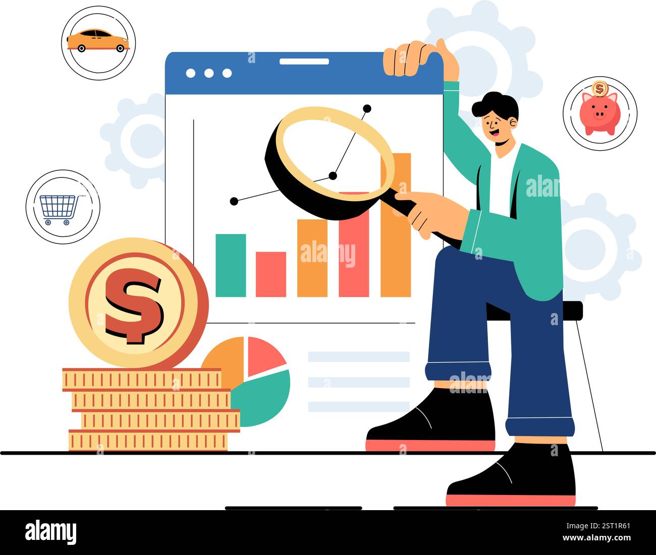 Personal Finance Management Vector Illustration Depicting Money ...