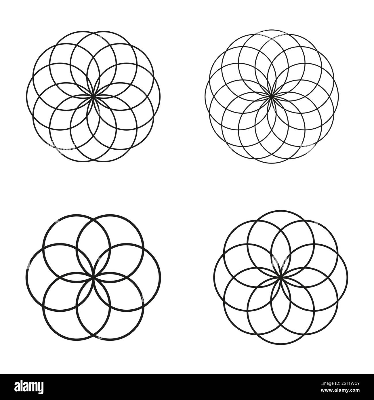 Flower pattern icon. Geometric floral shape. Abstract line art. Vector ...