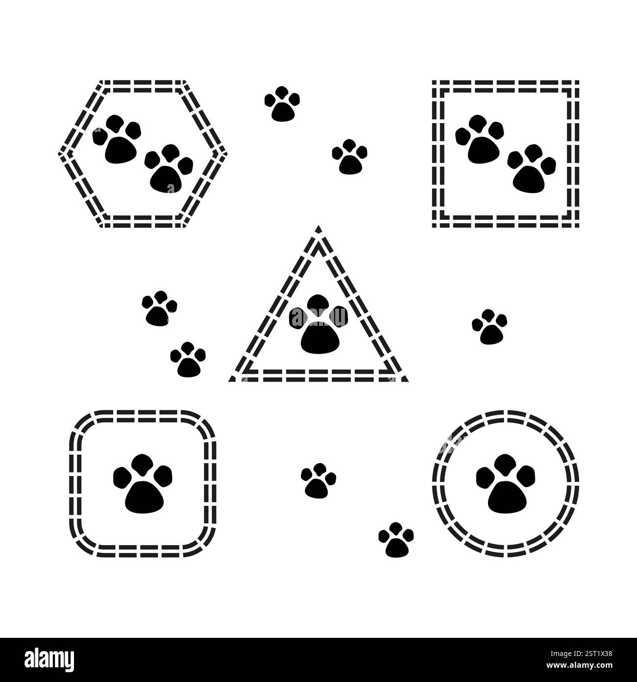 Paw print icon. Geometric shape symbol. Animal footprint sign. Vector ...