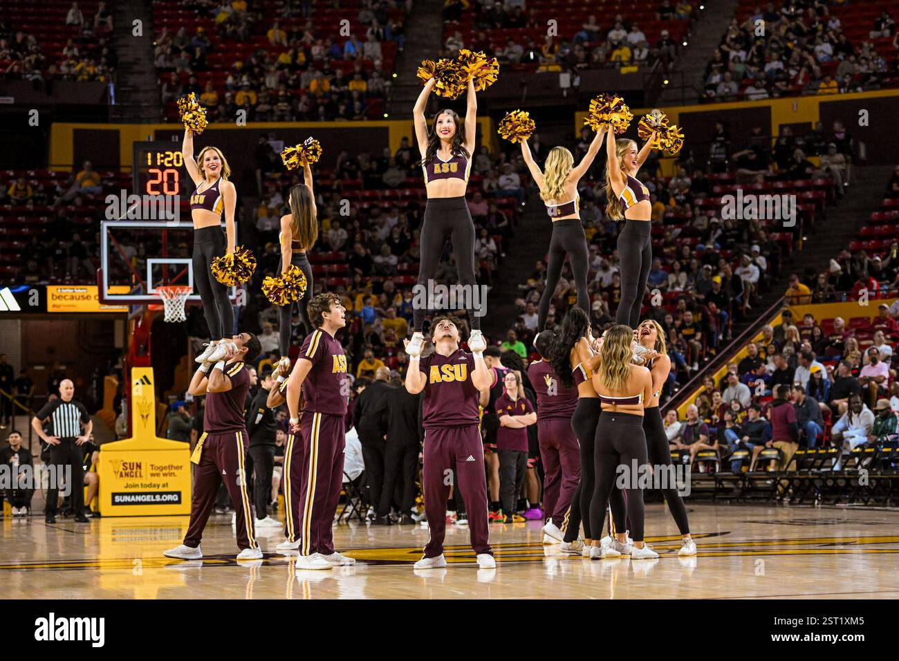Arizona State Sun Devils performs during a timeout of an NCAA ...