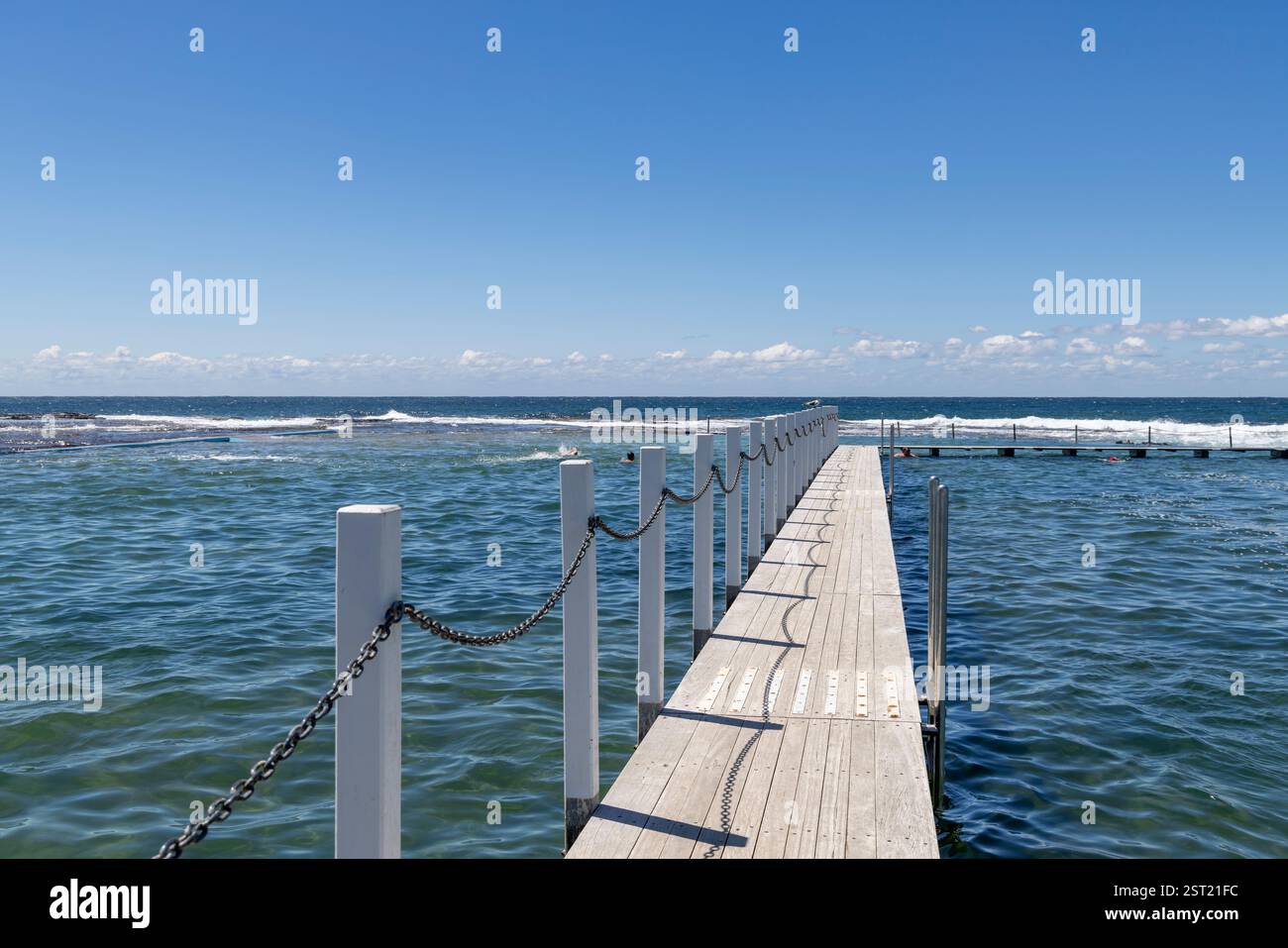 Narrabeen beach ocean rockpool swimming pool, with boardwalk and ...