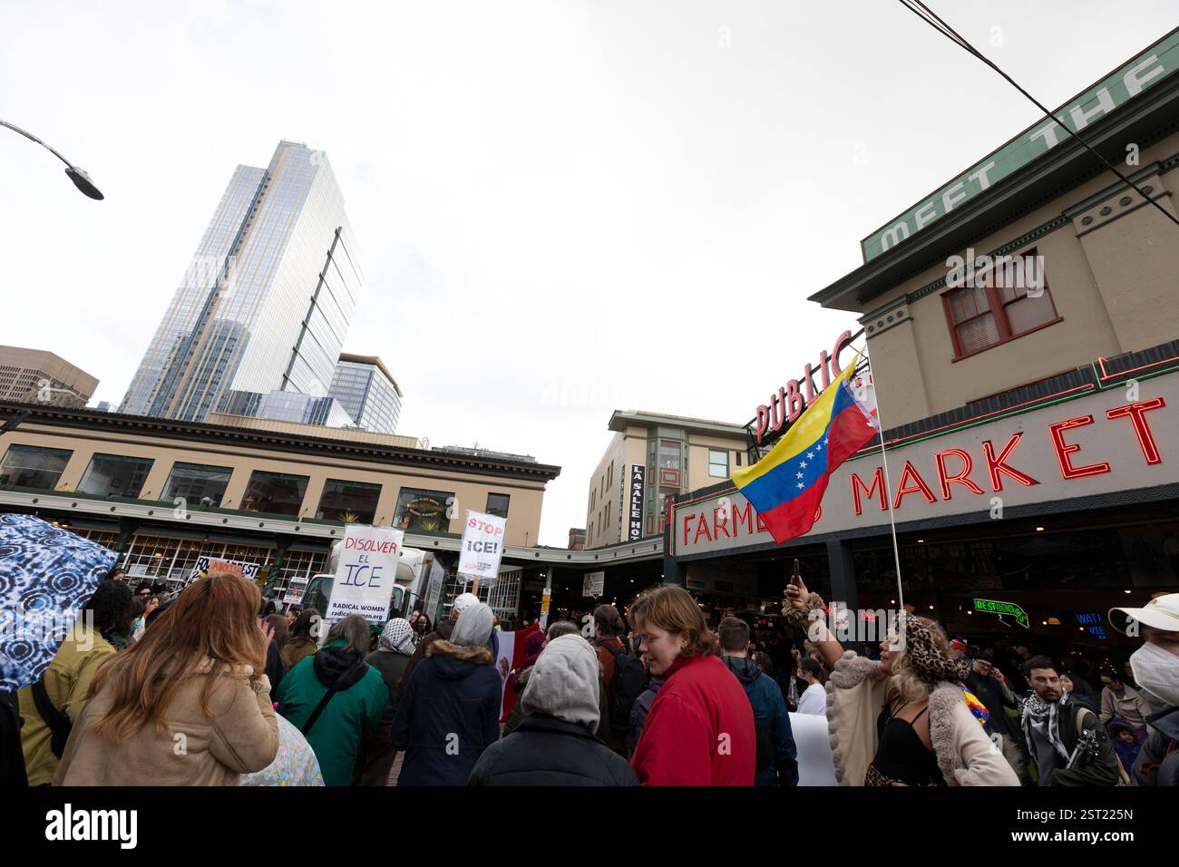 Seattle, Washington, USA. 16th February 2025. Protesters gather at ...