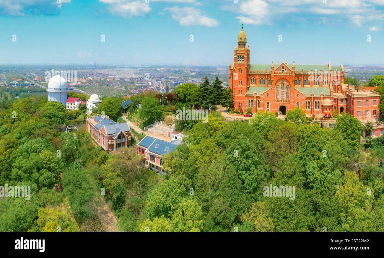 Architectural Scenery at the Top of Sheshan Mountain in Shanghai, China ...
