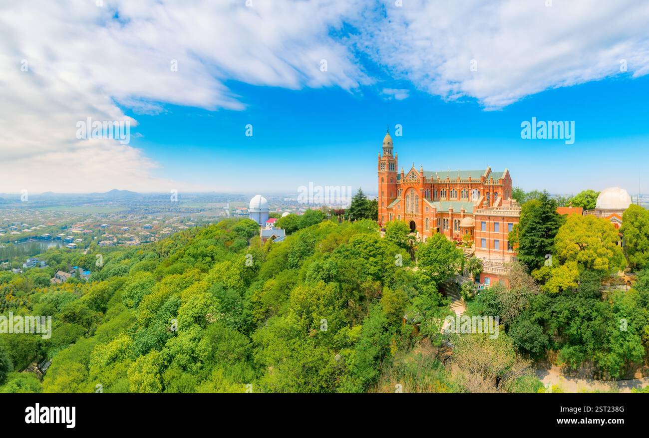 Architectural Scenery at the Top of Sheshan Mountain in Shanghai, China ...