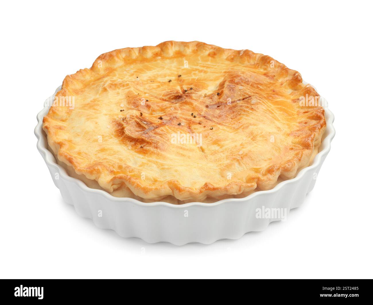 Delicious fresh homemade pie isolated on white Stock Photo - Alamy