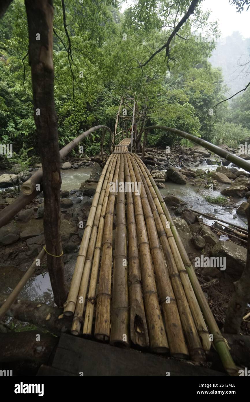 traditional bridges made of bamboo in indonesia Stock Photo - Alamy