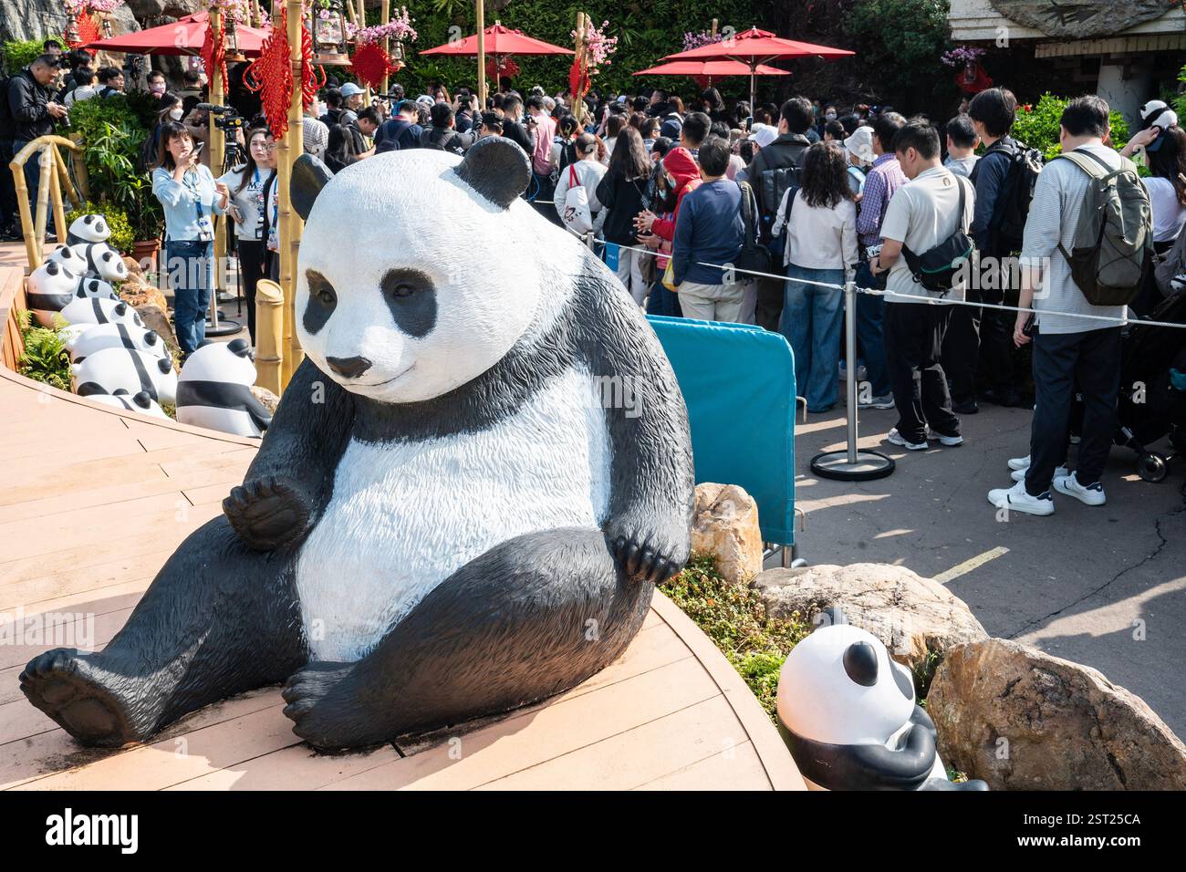 Hong Kong,China.16th February 2025. Local residents and visitors wait ...
