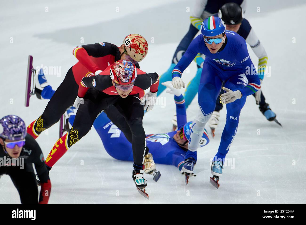 Milan, Italy. 16th Feb, 2025. China's Sun Long (front C) and Liu ...