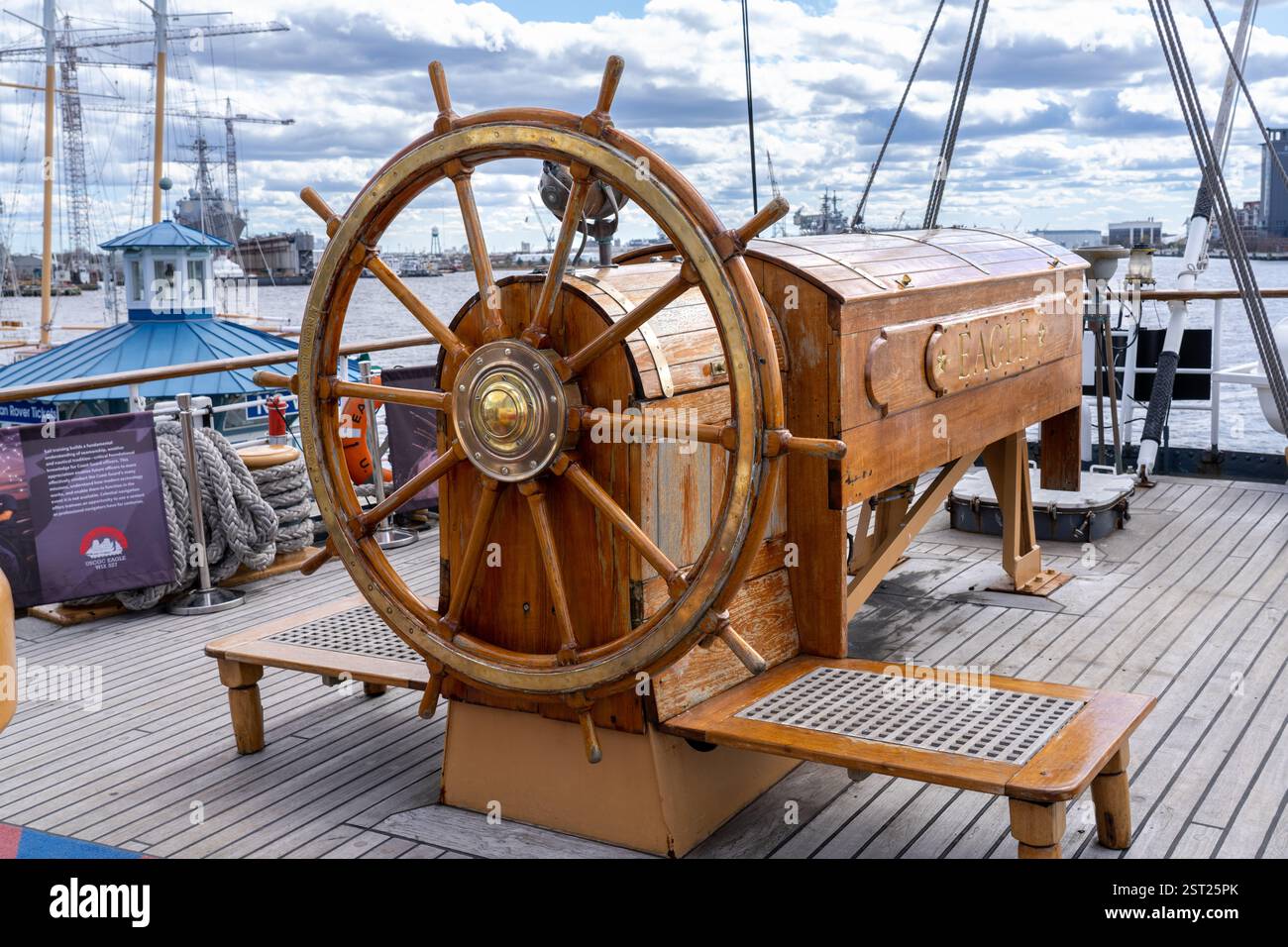 Norfolk Virginia - March 20 2022: Navigation Wheel on the Tall Ship ...