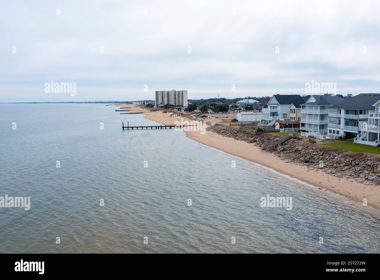 Aerial View of Ocean View in Norfolk Virginia with the Chesapeake Bay ...