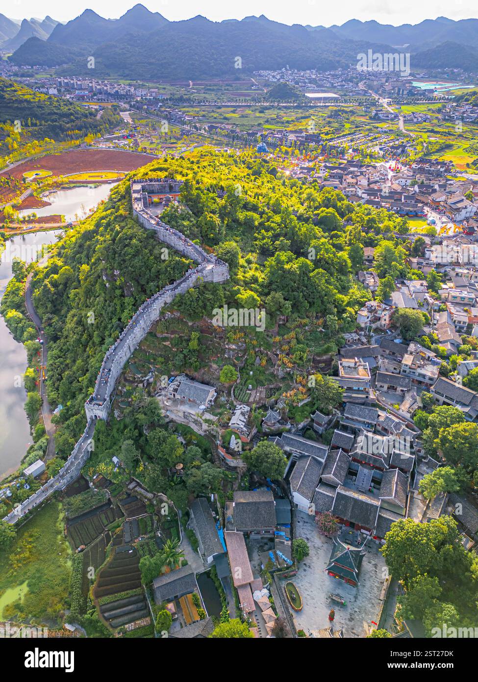 The stone wall of the ancient fortress in Qingyan Ancient Town, Guizhou ...