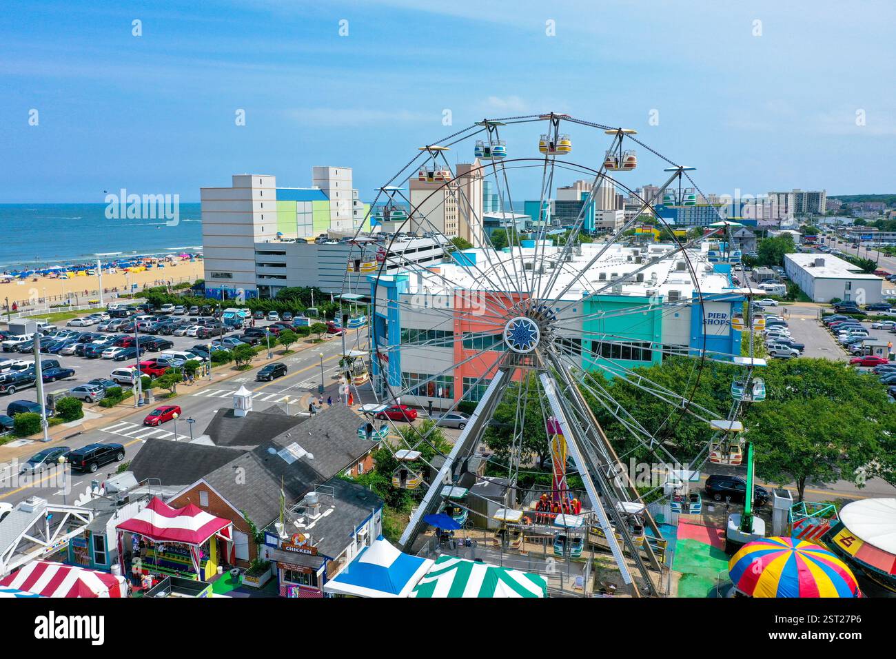 Virginia Beach Virginia - July 10 2021: Aerial View of a Ferris wheel ...