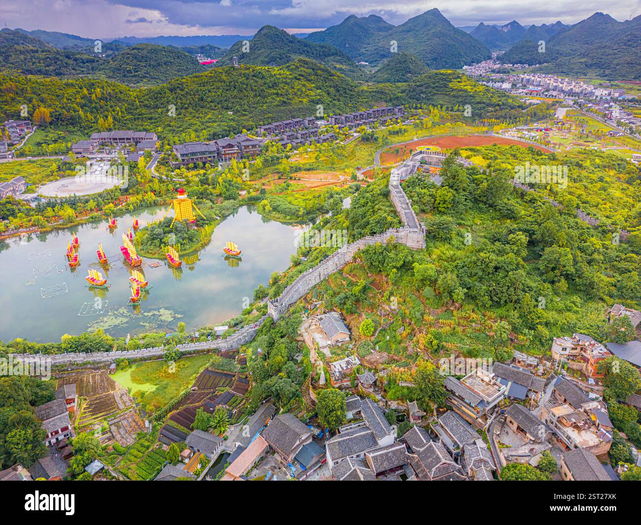 Aerial shot beautiful historical village hi-res stock photography and ...