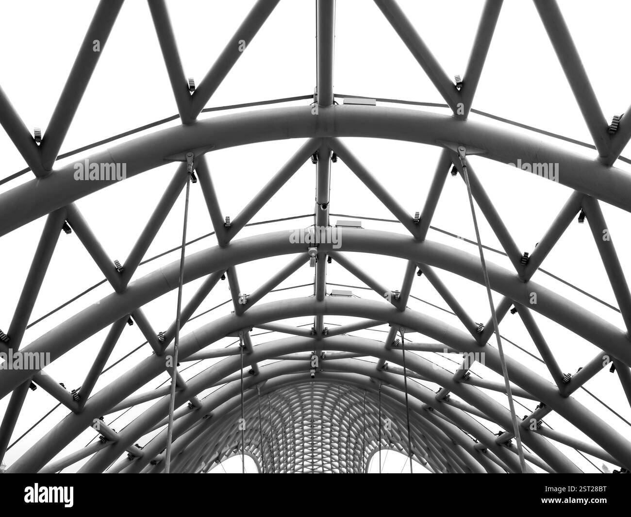 Abstract curved construction on the arch ceiling of the bridge of peace ...