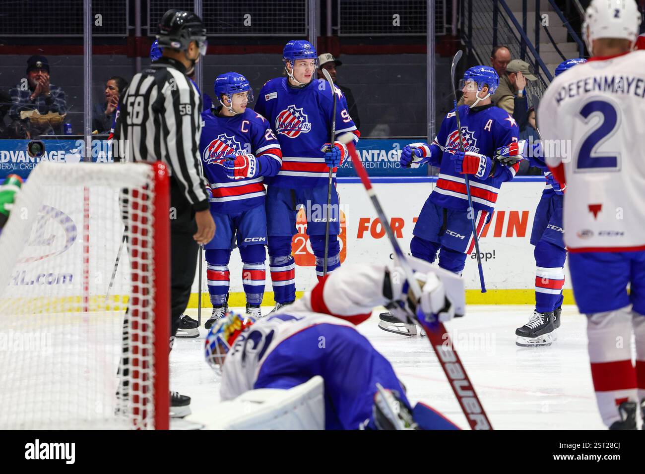 Rochester, New York, USA. 16th Feb, 2025. Rochester Americans players ...